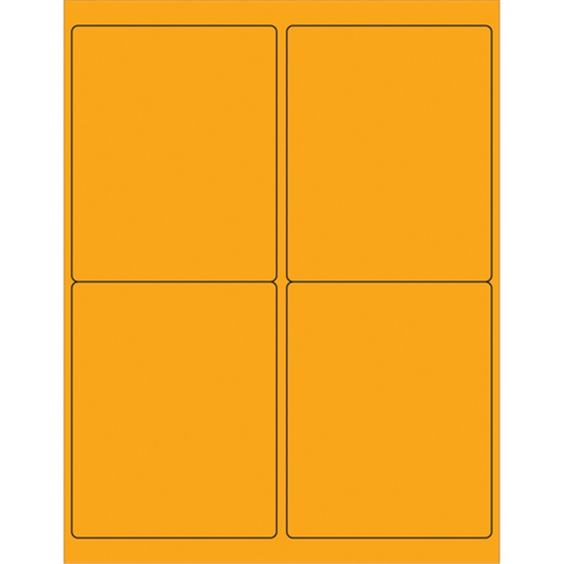 4" x 5" Fluorescent Orange Rectangle Laser Labels | Packaging Hero